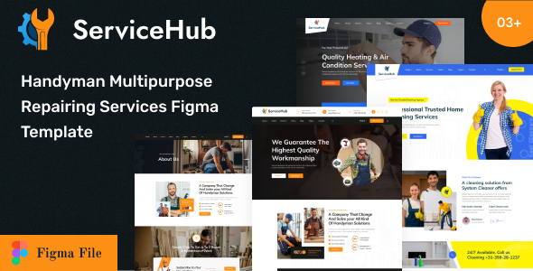 ServiceHub - Handyman Multipurpose Repairing Services Figma Template by Website_Stock
